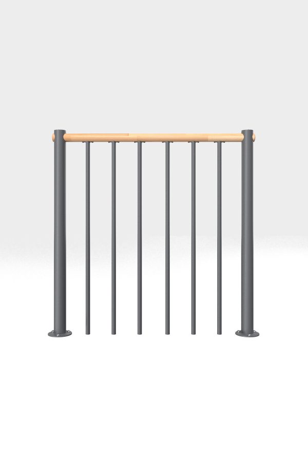 Balustrade with vertical bars and wooden handrail - Minka Stairs
