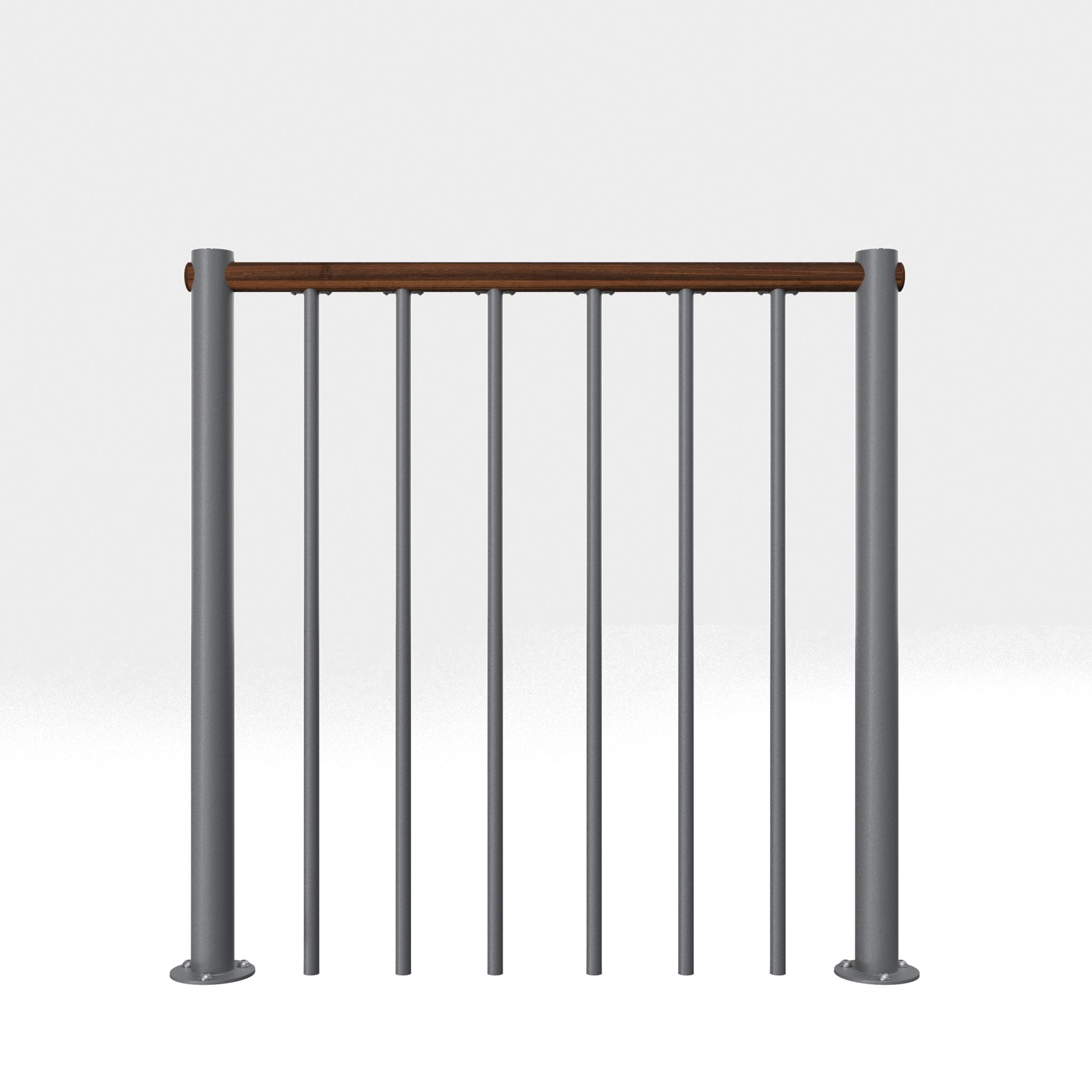 Balustrade with vertical bars and wooden handrail - Minka Stairs