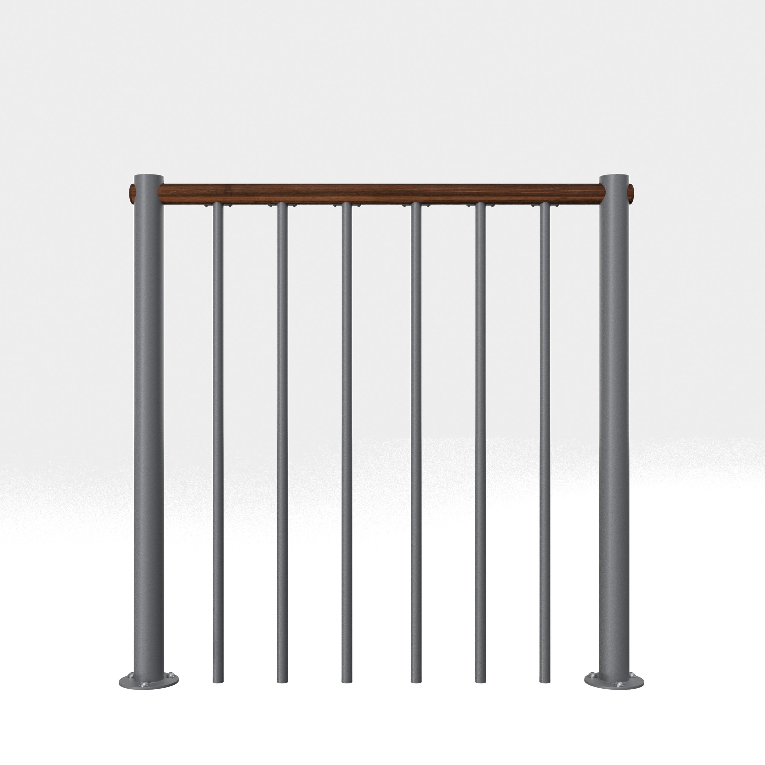 Balustrade with vertical bars and wooden handrail - Minka Stairs