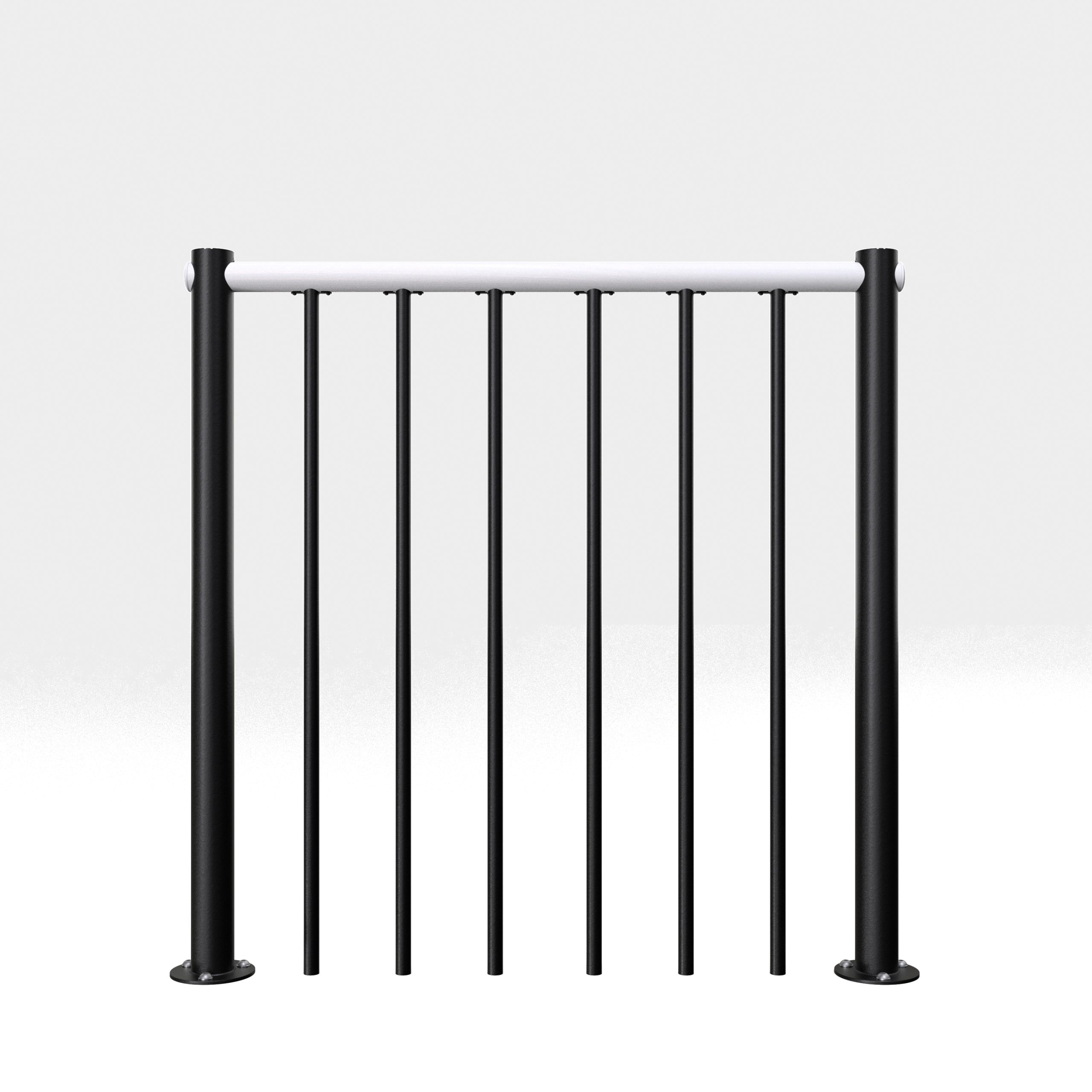 Balustrade with vertical bars and wooden handrail - Minka Stairs