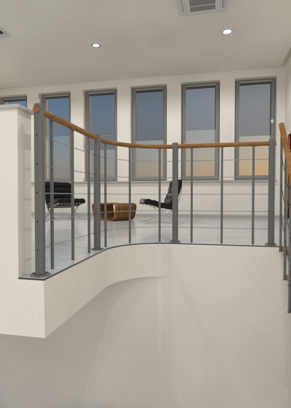 Balustrade with bottom chords and wooden handrail - Minka Group
